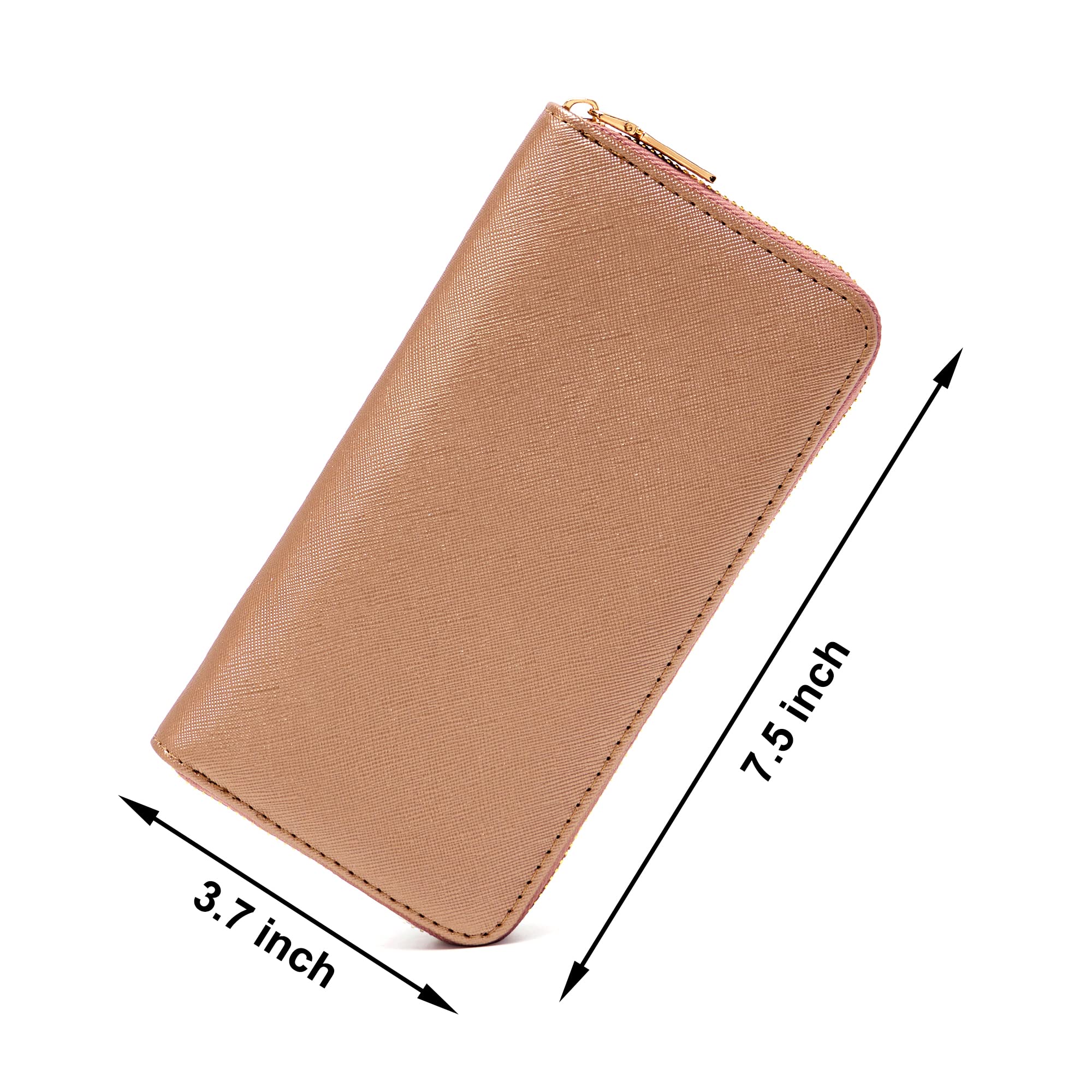 Soperwillton Womens Walllet RFID Blocking PU Leather Zip Around Large Capacity Credit Card Wallet