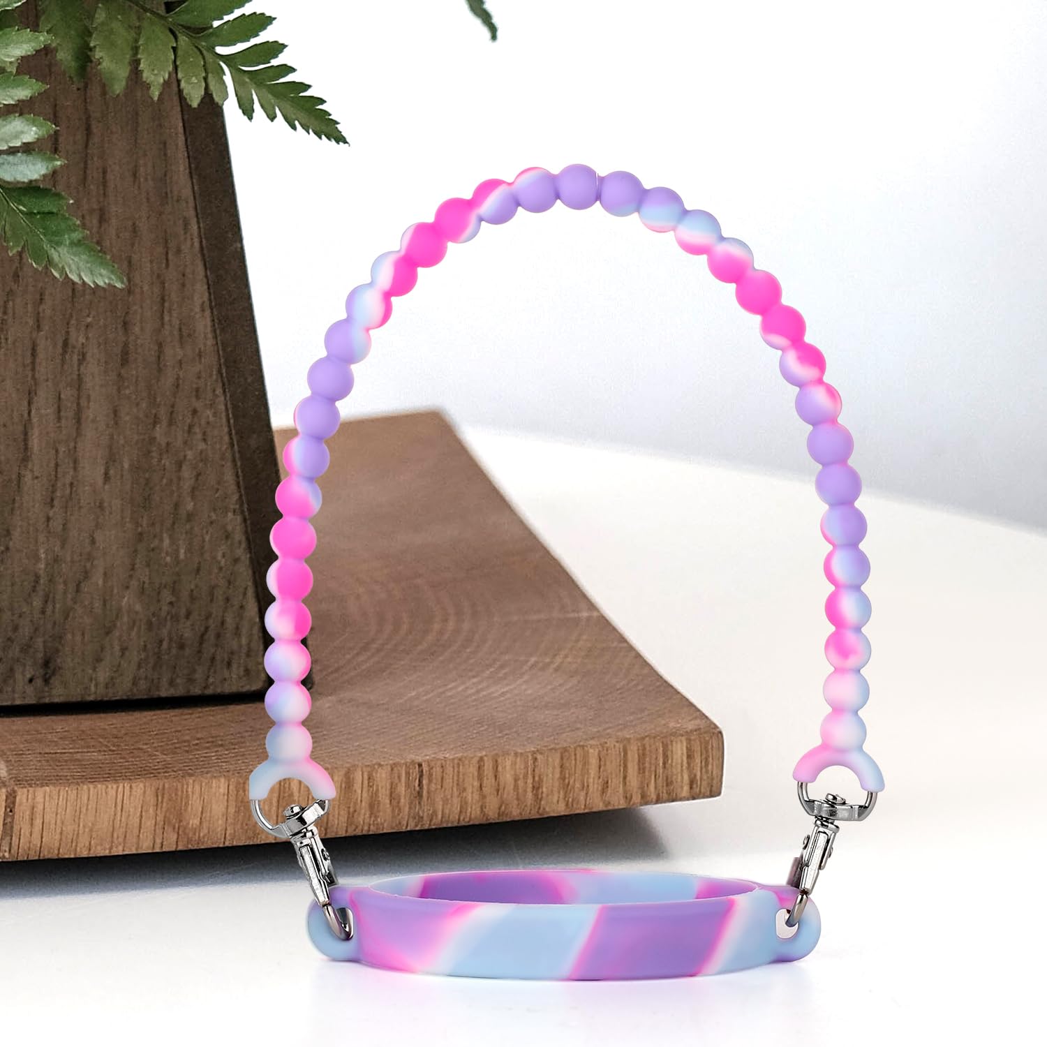 lasuroa Water Bottle Handle, Silicone Water Bottle Strap Holder Lanyard Attachment Carrier Soft Water Bottle Sling Accessories for Stanley, Most 8-40 oz (Pink & Purple Mixed)