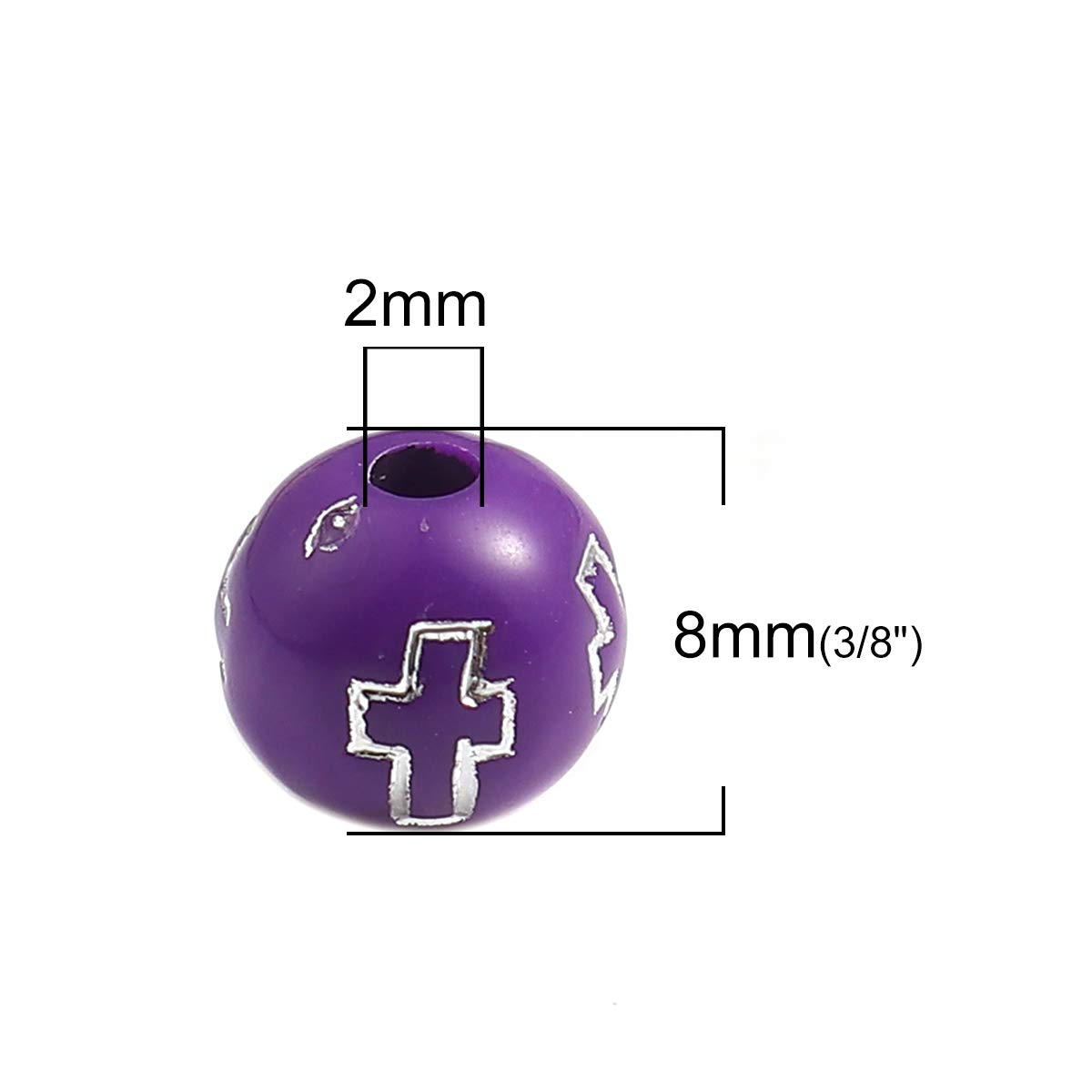 JGFinds Small Round Spacer Beads - 500 Pack, 8mm (1/3 Inch) with 2mm Hole, Acrylic, DIY Jewelry Making Supplies, (Colorful Cross)