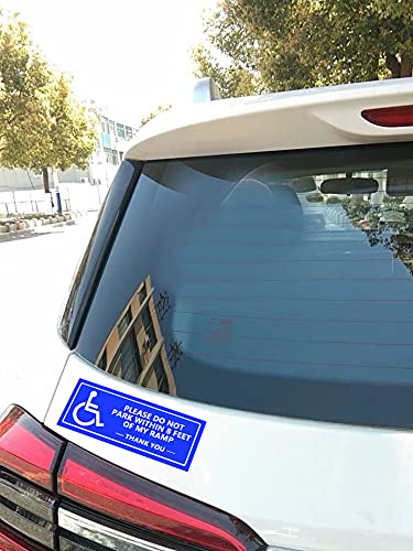 Top label Handicap Wheelchair Parking Sign Stickers,Please Do Not Park Within 8 feet,10x4 Inch,6 Pcs Per Pack