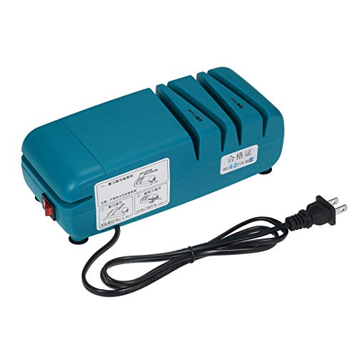 Lasamot Professional Electric Sharpener for Straight Serrated Knives and Kitchen Shears with 3 Stage Diamond Sharpening Wheel for Sharp Durable Edges
