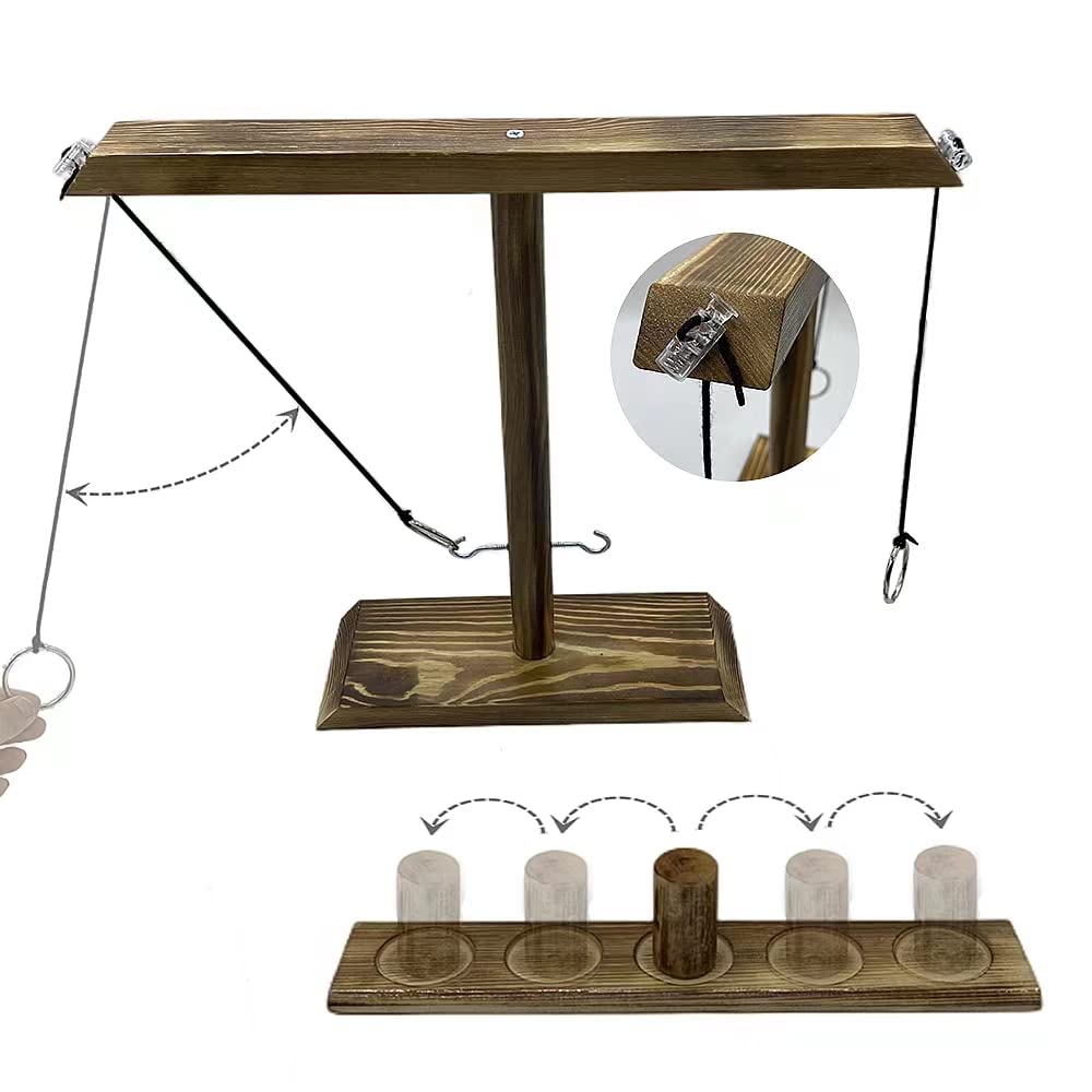 Ring Tossing Game, Ring Throwing Game with Shot Put, Hook and Ring Throwing Game for Adults Kids, Fun Hook and Ring Game with Ladder, Family, Party, Outdoor and Tabletop