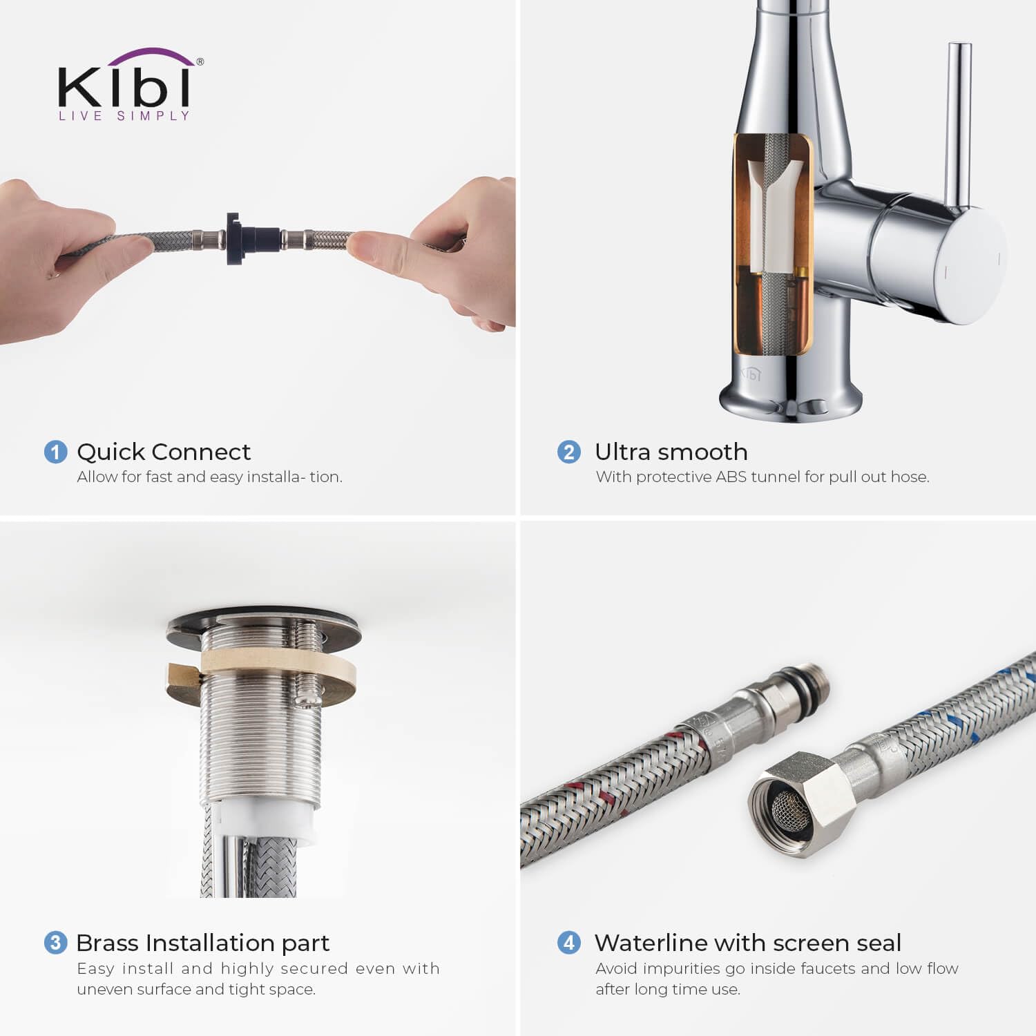 KIBI Napa Single Handle Pull Down Faucet for Kitchen Sink | Solid Brass High Arc Faucet Spout | 360 Degree Swivel Faucet with Pull Down Sprayer (Brushed Nickel) (KKF2005) (Soap Dispenser included)