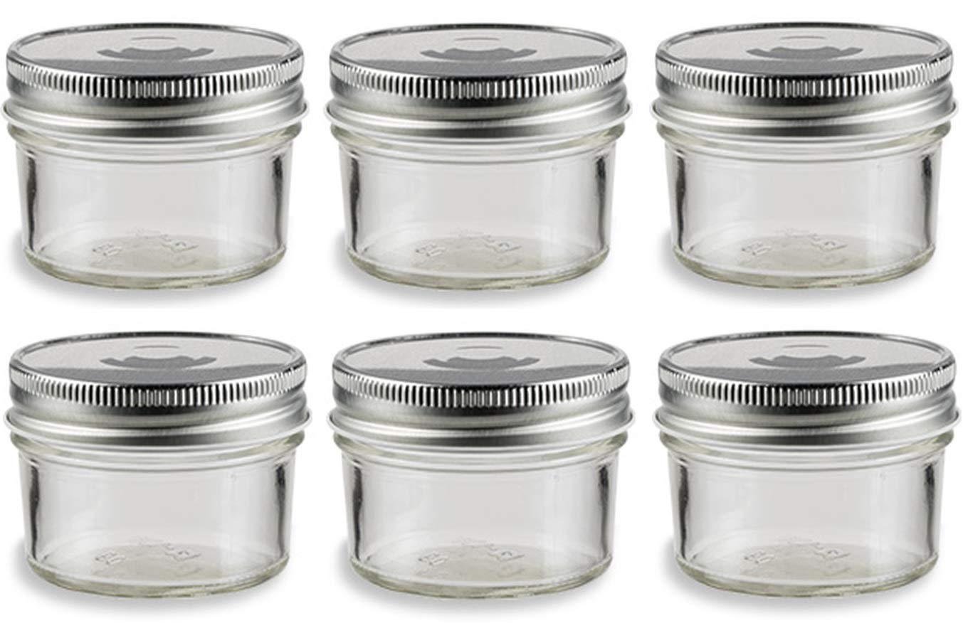 Nakpunar 6 pcs, 4 oz Mason Glass Jars with Silver Lids