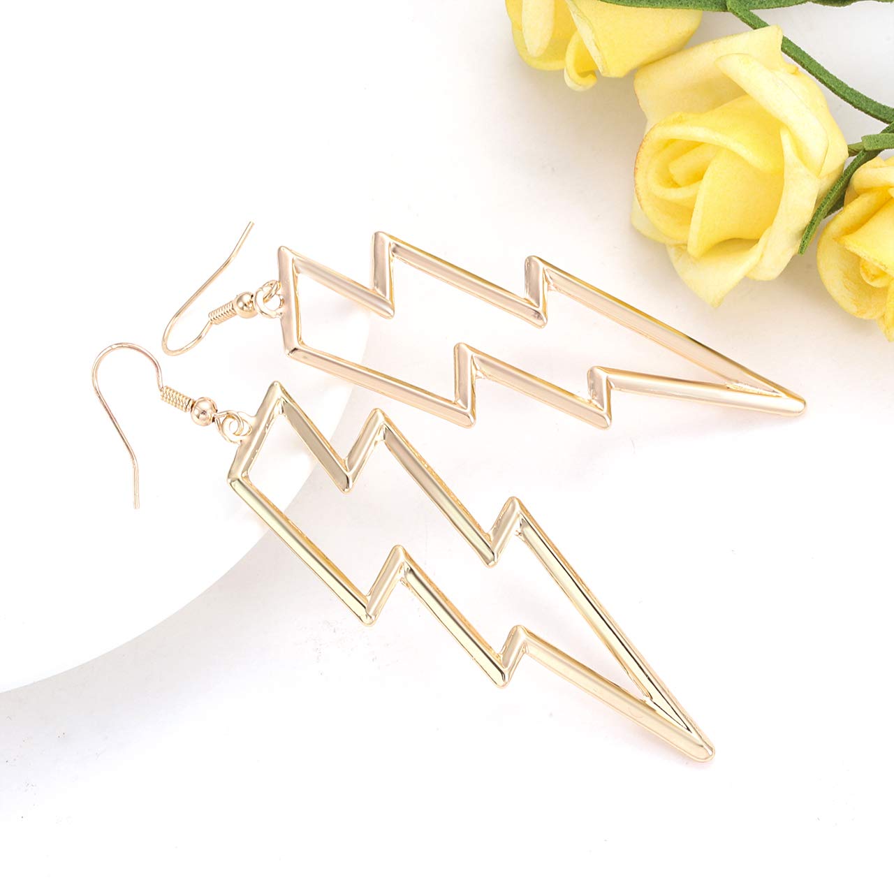 Lightning Bolt Drop Dangle Earrings For Woman Statement Flash Thunder Hook Earrings Punk Fashion Jewelry (Gold)
