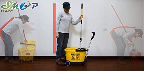 SMOP 360 Spin Mop Commercial, Microfiber, Bucket, Floor Cleaning System for Stores and Households, Cart with Wheels, Replacement Head