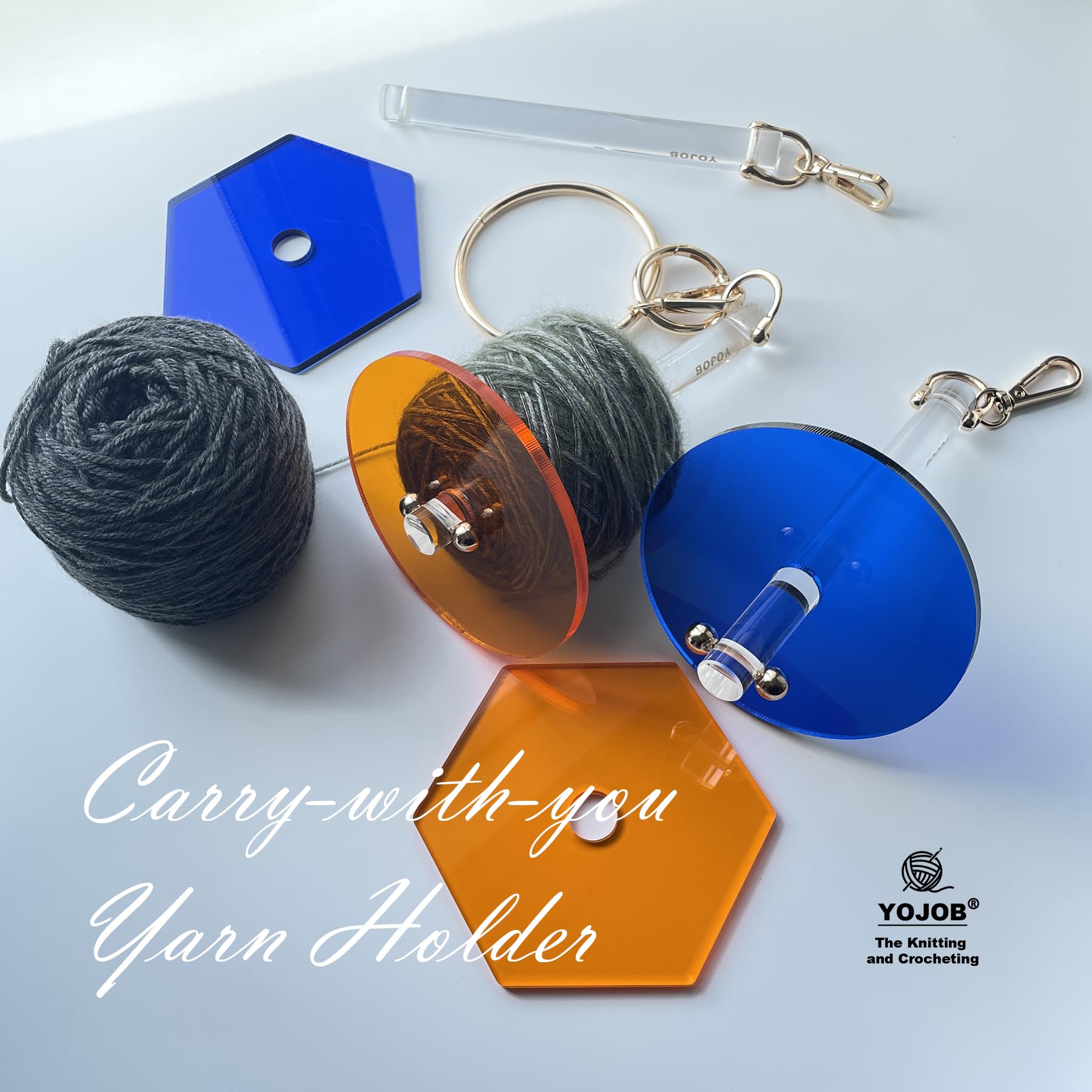 YOJOB Yarn Holder for Crocheting & Knitting, Portable Wrist Yarn Spinner for Big or Small Yarn Balls, Ideal Crochet Kit for Crafters (Round-Blue)