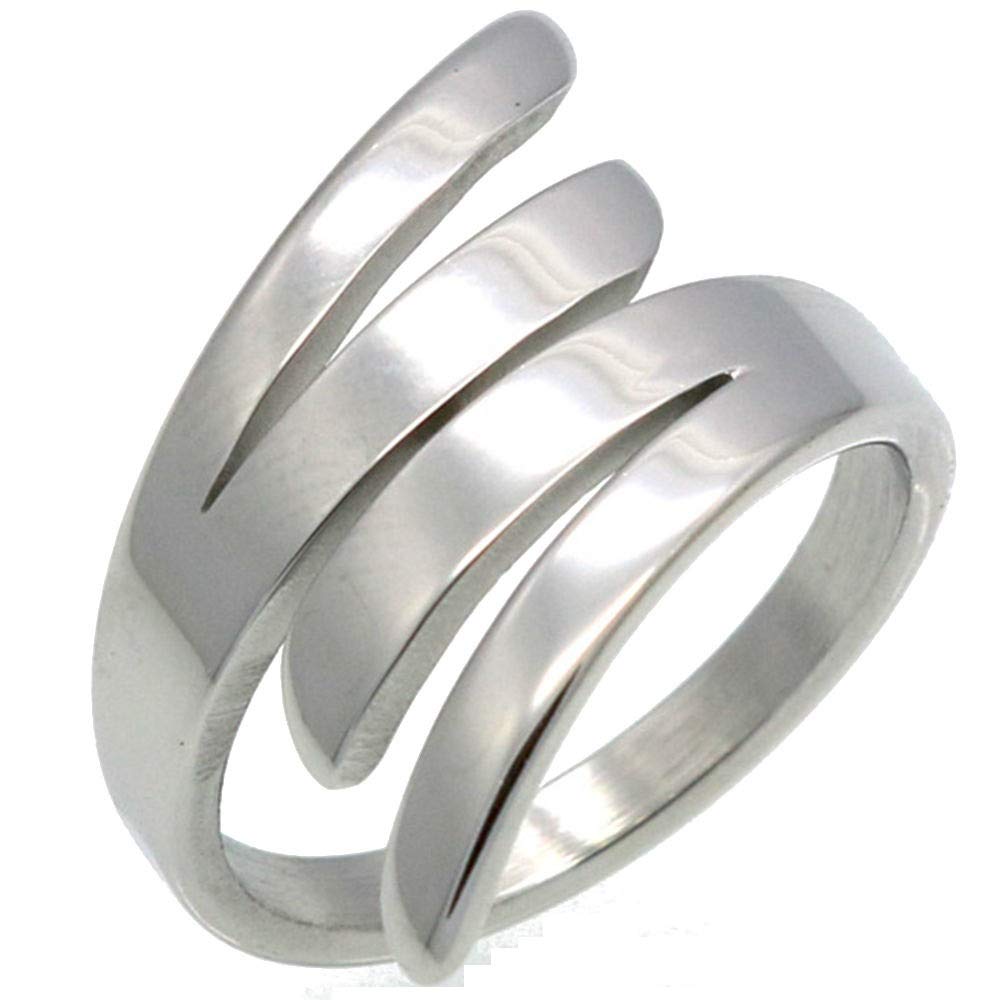 Jude Jewelers Stainless Steel Angel Wing Style Statement Anniversary Ring (Silver, 9)