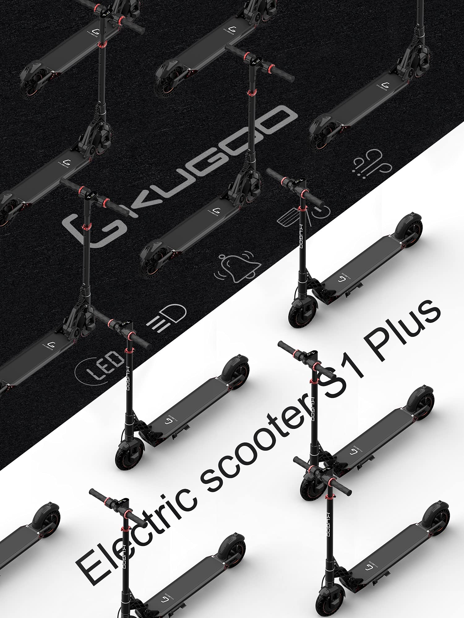 KUGOO Electric Scooter, Electric Scooter for Adults, 350W/15.5 MPH Pro Scooter, Scooter with Foldable Frame and Handle Bar, 8 Inches Tires, S1 PLUSBK