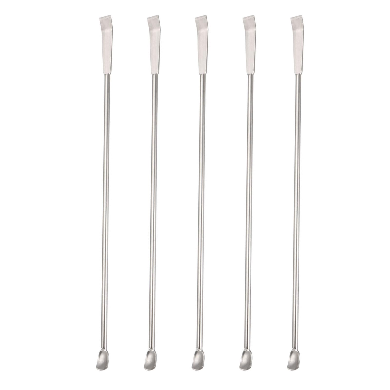 YOKIVE 5 Pcs Lab Spatula Spoon, 304 Stainless Steel Micro Sampling Mixing Measuring Great for Laboratory (200mm/8-Inch)