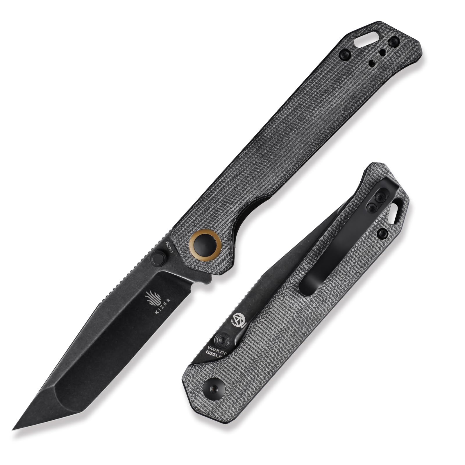 Kizer Begleiter 2 Folding Knife Black Micarta Handle EDC Knife 3.43 Inches 154CM Steel Pocket Knives V4458.2TC1