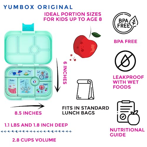 Yumbox Original Leakproof Bento Lunch Box Container for Kids (Serene Aqua)