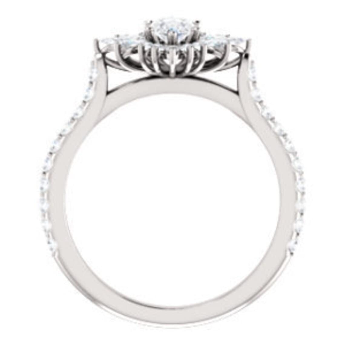 Riya Gems 3 CT Marquise Moissanite Engagement Ring Wedding Eternity Band Vintage Solitaire Halo Setting Silver Jewelry Anniversary Promise Vintage Ring Gift for Her (5.5)