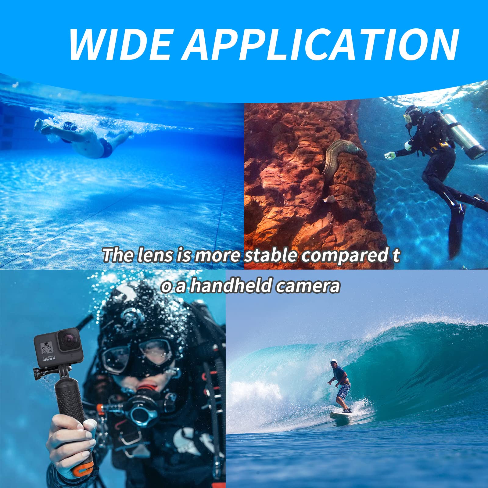 Stick Waterproof Floating Hand Grip Snorkeling Underwater Diving Selfie Pole Stick Compatible with 11 10 9 8 7 6 5 4 3 2 1 for Water Sport and Action Cameras