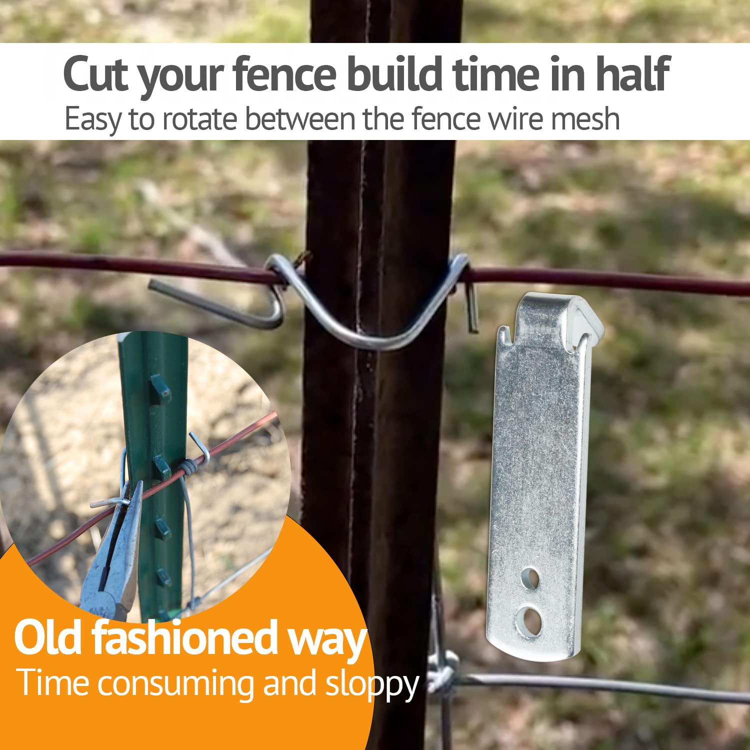 Seiria Fence Wire Twister for T Post Clips, Time Saver Barb Wire Fence Tools Easy to Use Strong Enough to Twist Any Fencing Wire (2 Pack)