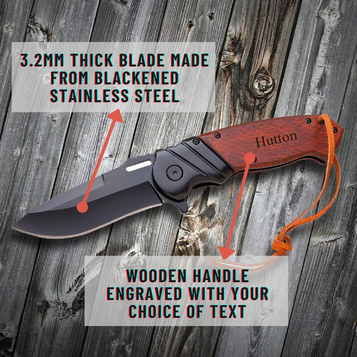 JDS Personalized Folding Pocket Knife with Clip (Initials Design) - Engraved Christmas Gift and Birthday Gift for Boyfriend, Dad, Husband, Grandpa - Stocking Stuffers for Men - Groomsmen Gift