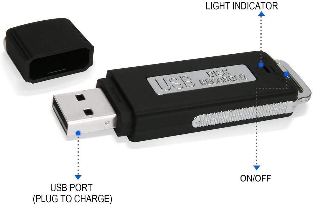 Super Big Capacity USB Mini Digital Voice Recorder with 16GB Flash Drive- Best for Meetings, Presentations, Taking Notes- Mac/Windows- Pro Memory Stick- Pocket Dictaphone- One ON/Off Button.