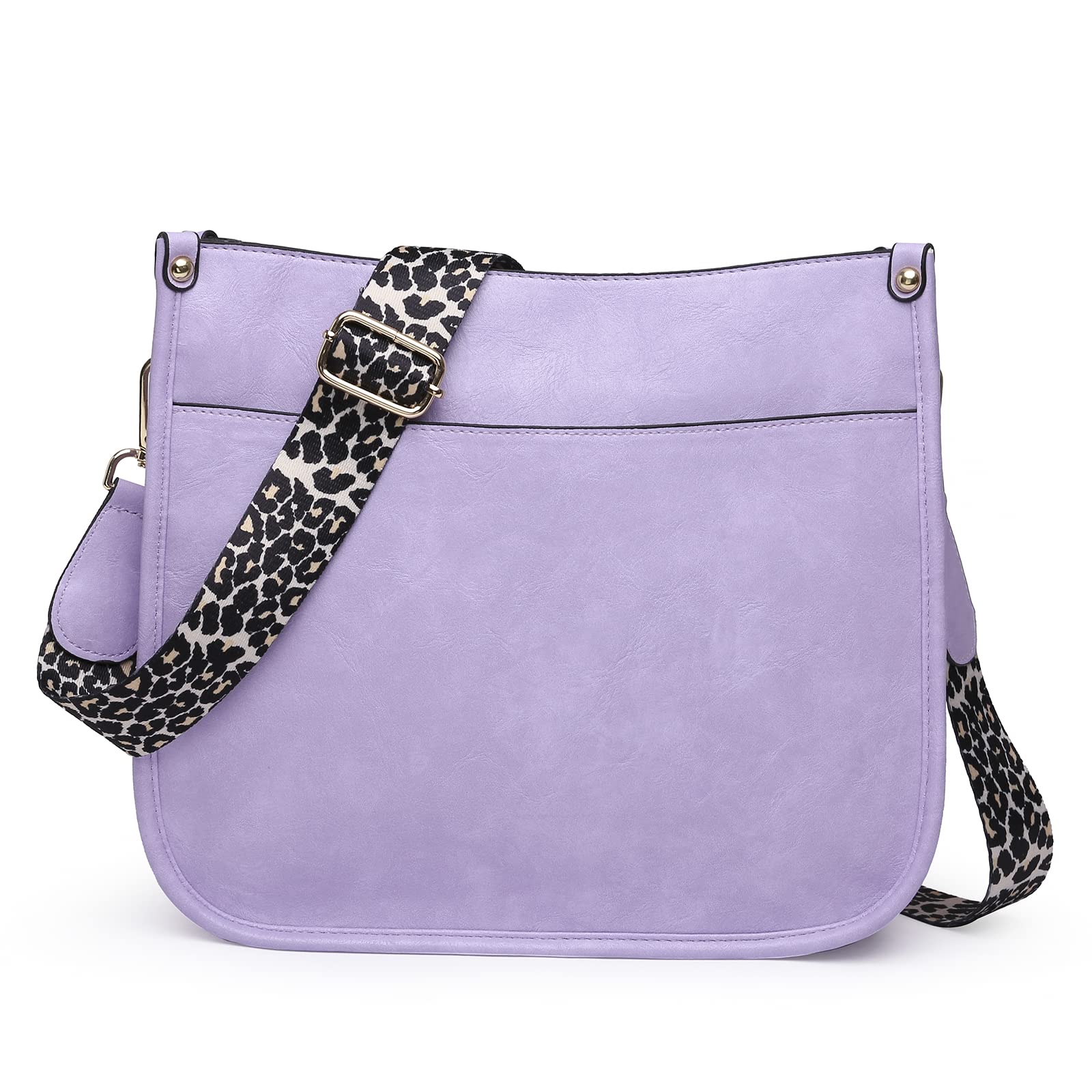 Panymmy Vegan Leather Crossbody for Women Trendy Messenger Shoulder Bag Medium Purses with Adjustable Strap (Lavender)
