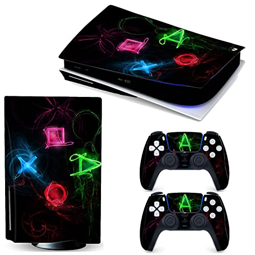 PS5 Console Skin and Controller Skin Set - Playstation 5 Vinyl Sticker Decal Cover, (Disk Edition)