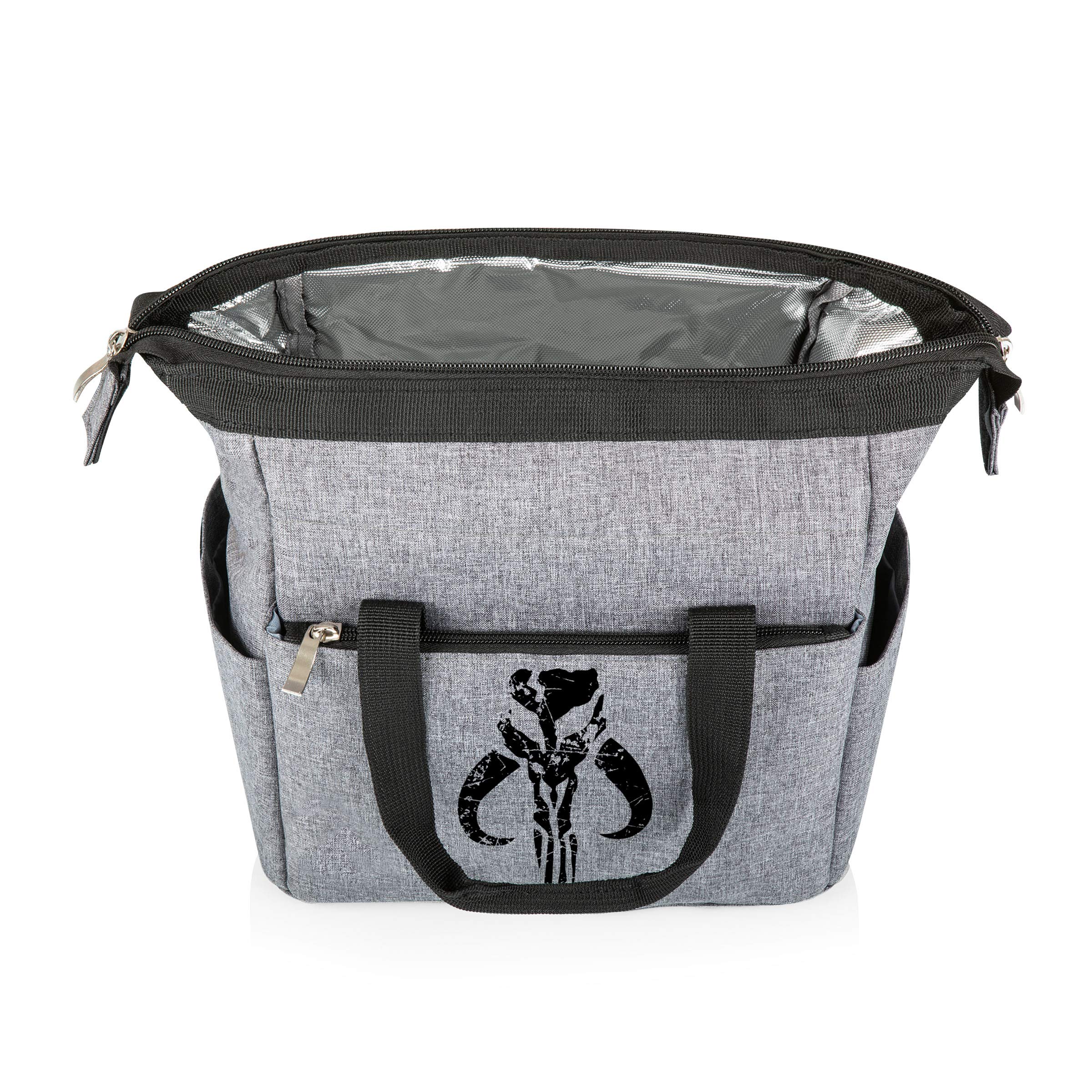 PICNIC TIME Star Wars Mandalorian Mythosaur Skull On The Go Lunch Bag, Soft Cooler Lunch Box, Insulated Lunch Bag, (Heathered Gray) 10 x 6 x 10.5