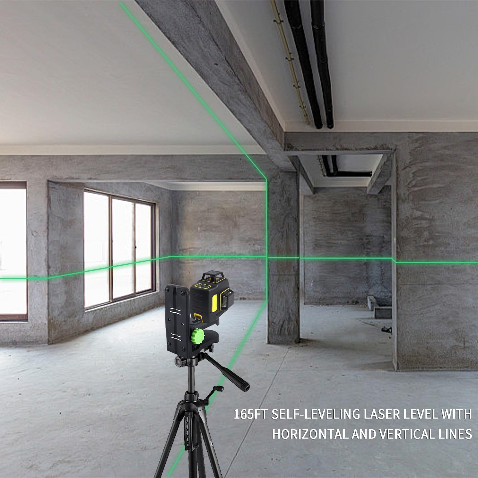Laser Level, 3x360 3D Green Laser Level for Construction, 3 Plane Leveling and Alignment Cross Line Laser Level Self Leveling Kit, Laser Level Tool with 12 Lines, class II, 1mW
