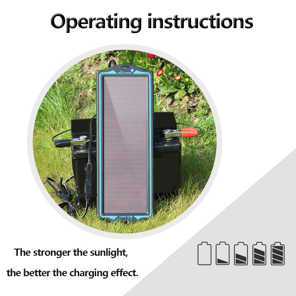 SOLPERK 12V Solar Panel,Solar trickle Charger,Solar Battery Charger and Maintainer,Suitable for Automotive, Motorcycle, Boat, ATV,Marine, RV, Trailer, Powersports, Snowmobile, etc. (1.8W Amorphous)
