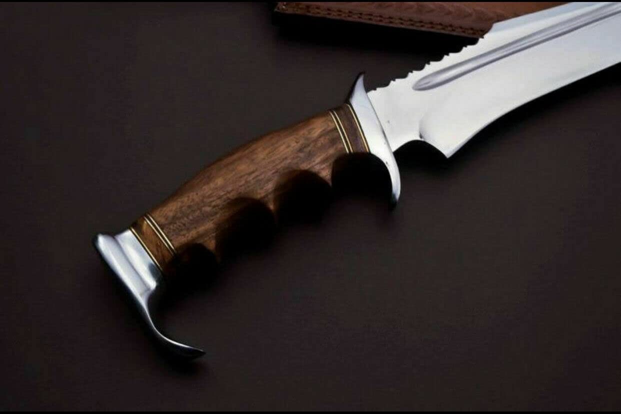 PSK115 - Custom Handmade Steel Hunting Bowie Knife - Rose Wood Handle Hunting Lover Gift