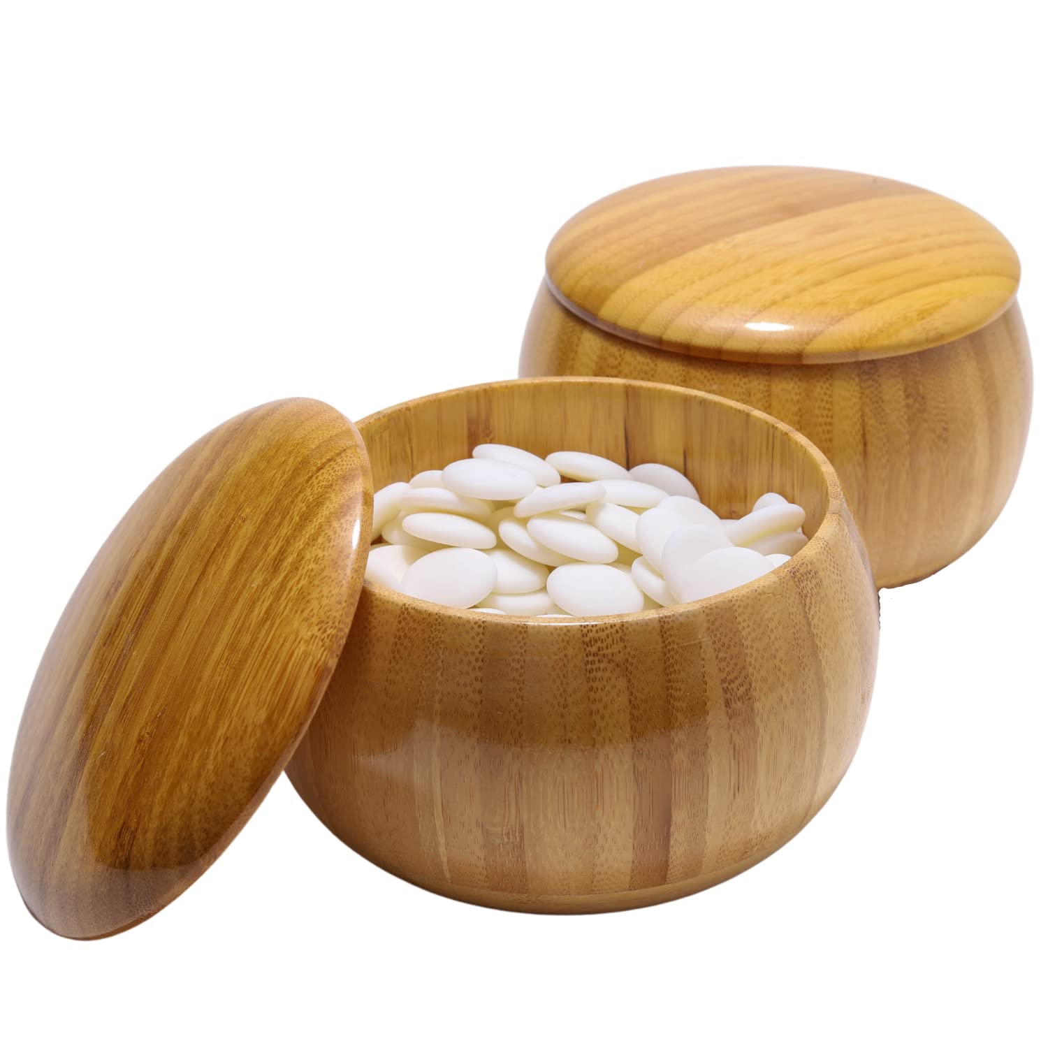 RNK Gaming Go Game Set with Reversible Bamboo 19 x 19/13 x 13 Etched Grid Board, Bamboo Bowls, & Single Convex Melamine Stones