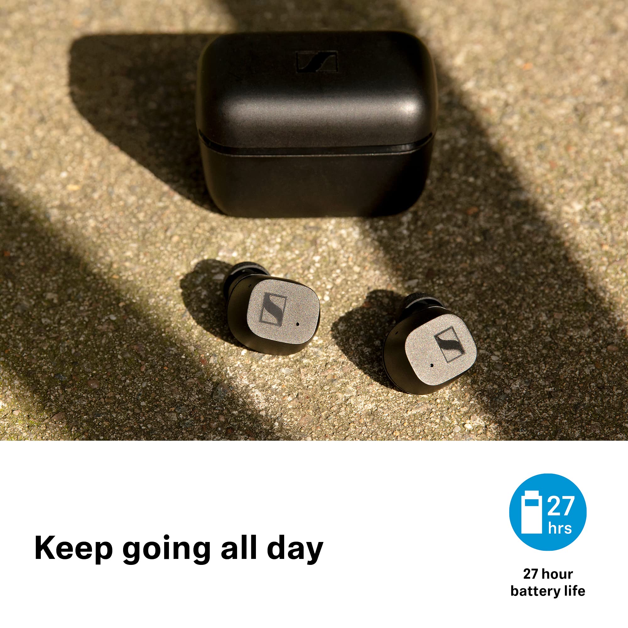 Sennheiser CX True Wireless Earbuds - Bluetooth in-Ear Headphones for Music and Calls with Passive Noise Cancellation, Customizable Touch Controls, and 27-Hour Battery Life, Black (Renewed)