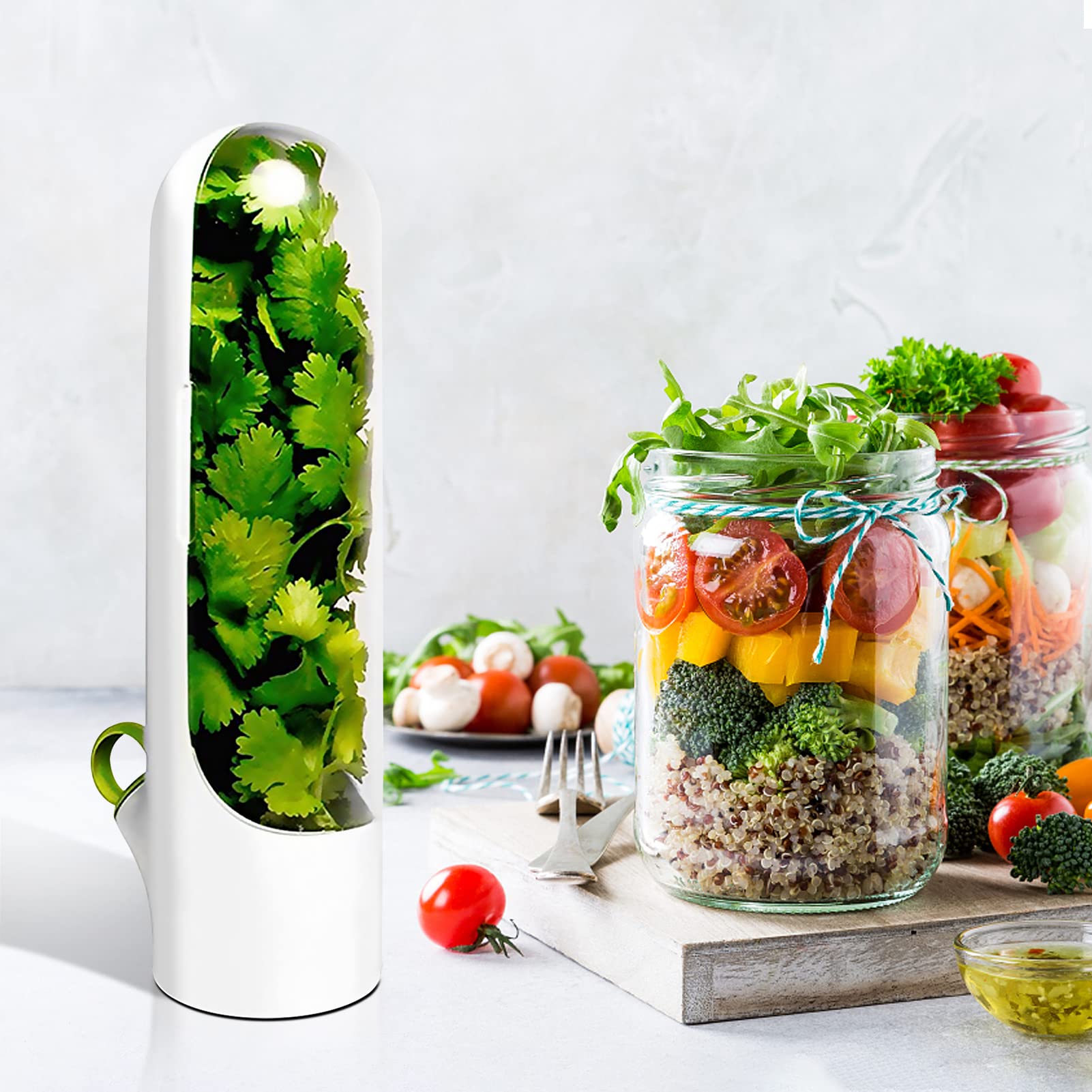 Pilipane Herb Keeper,Herb Savor Fridge Organizer,Herb Storage Container Saver Preserver For Cilantro, Mint, Parsley, Asparagus, Keeps Greens Fresh For 2-3 Weeks