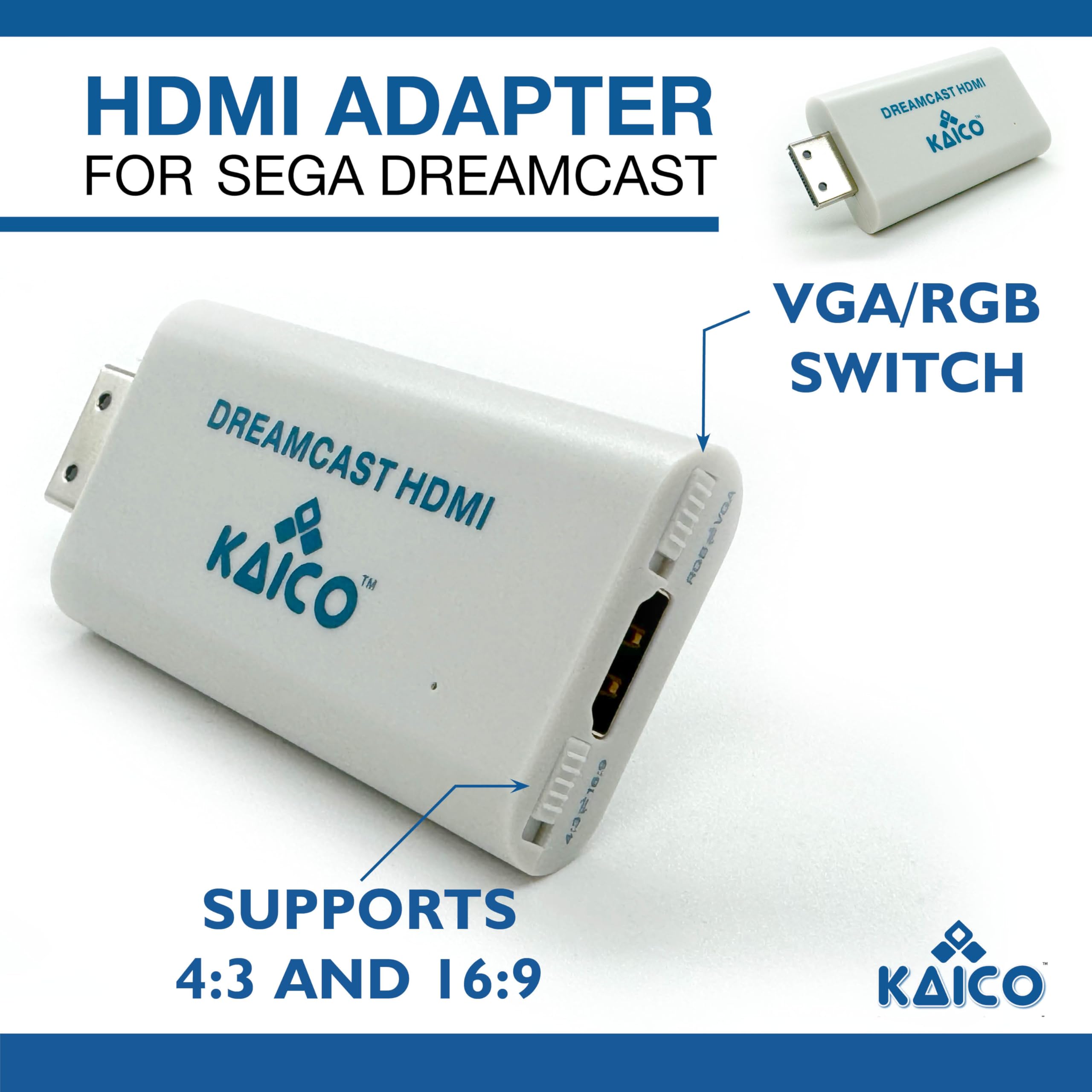 Kaico Sega Dreamcast HDMI Converter - Simple Plug and Play HDMI Converter for Sega Dreamcast Sega Dreamcast VGA Cable to Dreamcast HDMI - The Best Sega Dreamcast AV Cable