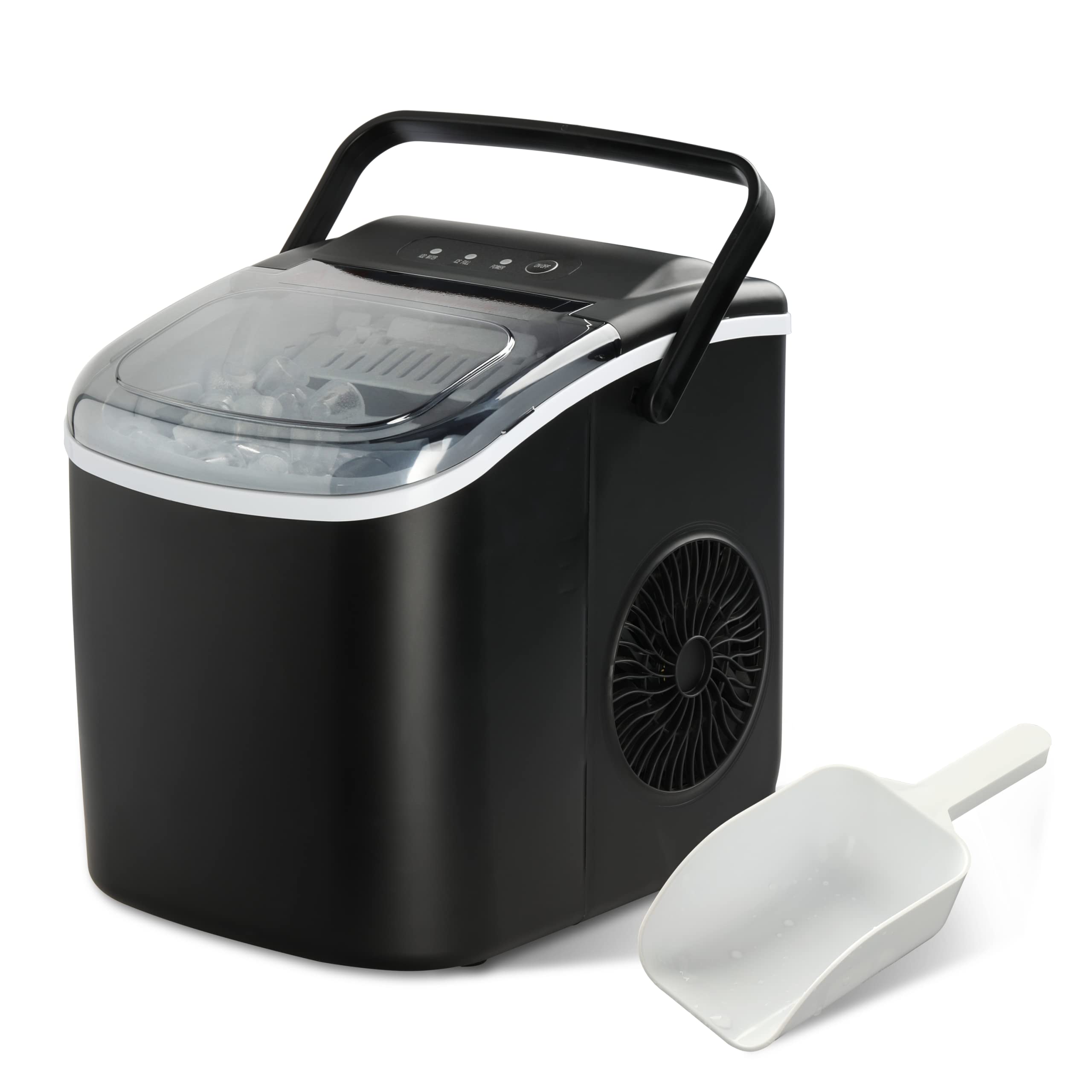 Simple Deluxe Ice Maker Machine for Countertop, 9 Ice Cubes Ready in 6 Mins, 26lbs Ice/24Hrs, Portable Ice Machine with Scoop & Basket, Self-Clean, for Home Kitchen Office Bar Party, Black (HZB-12/H)