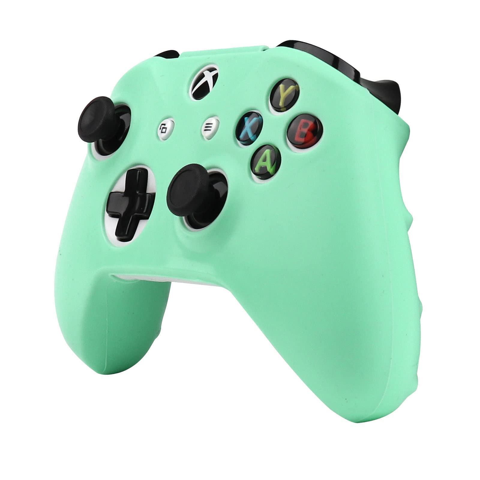 ROTOMOON Pure Green Silicone Controller Skins for Xbox One with 8 Thumb Grips, Sweat-Proof Anti-Slip Controller Cover Skin Protector Compatible with Xbox One S/X Controller