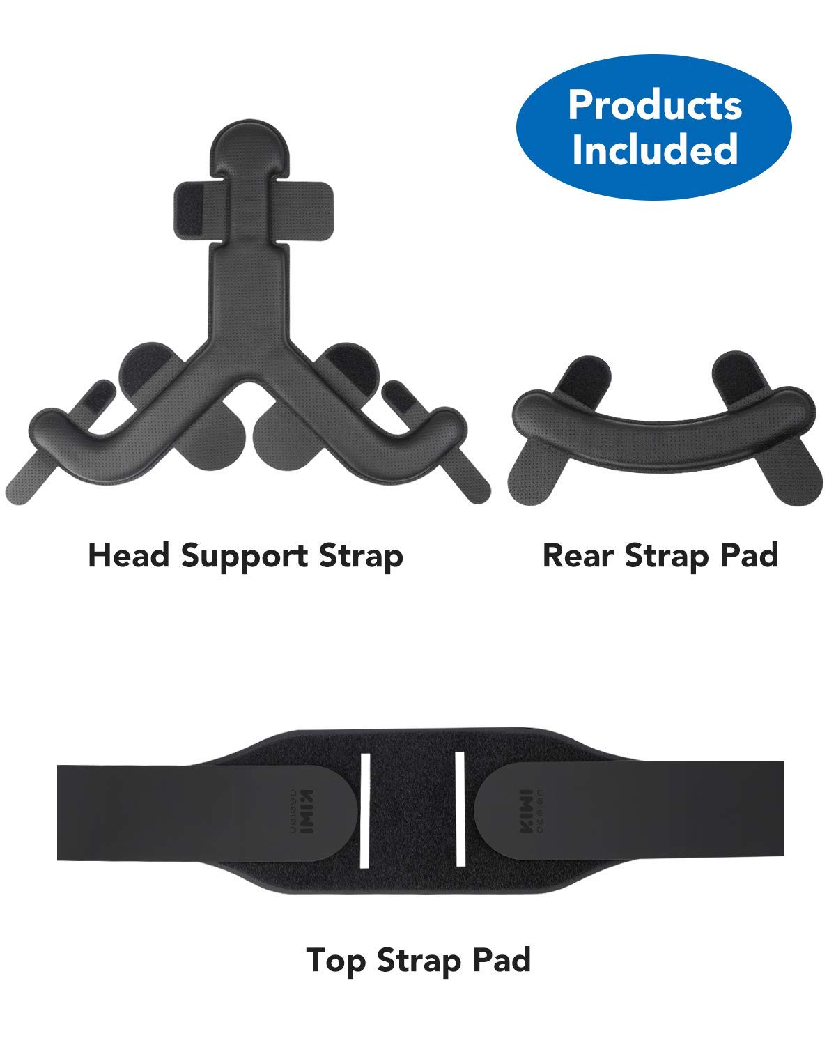 KIWI design Head Strap Pad VR Headset Accessories Reduce Head Pressure Comfortable PU Leather & Soft Foam Pad Headband Cushion Custom Set 3-Pieces Fit Quest, Not Fit Quest 2