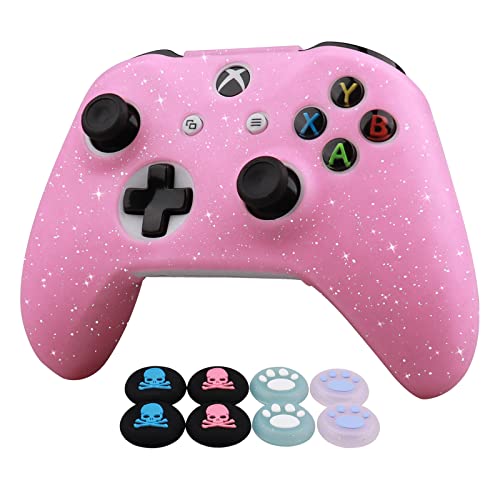 ROTOMOON Xbox One Glitter Silicone Controller Skins with 8 Thumb Grips, Sweat-Proof Anti-Slip Controller Cover Skin Protector Compatible with Xbox One S/X Controller