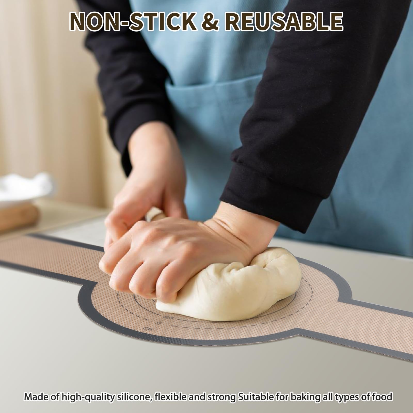 Silicone Bread Sling, Non-Stick & Reusable,Silicone Baking Mat For Dutch Oven, Sourdough Silicone Bread Sling with Long Handles, Bread Mat Easy to Clean& Transfer(2 PCS)