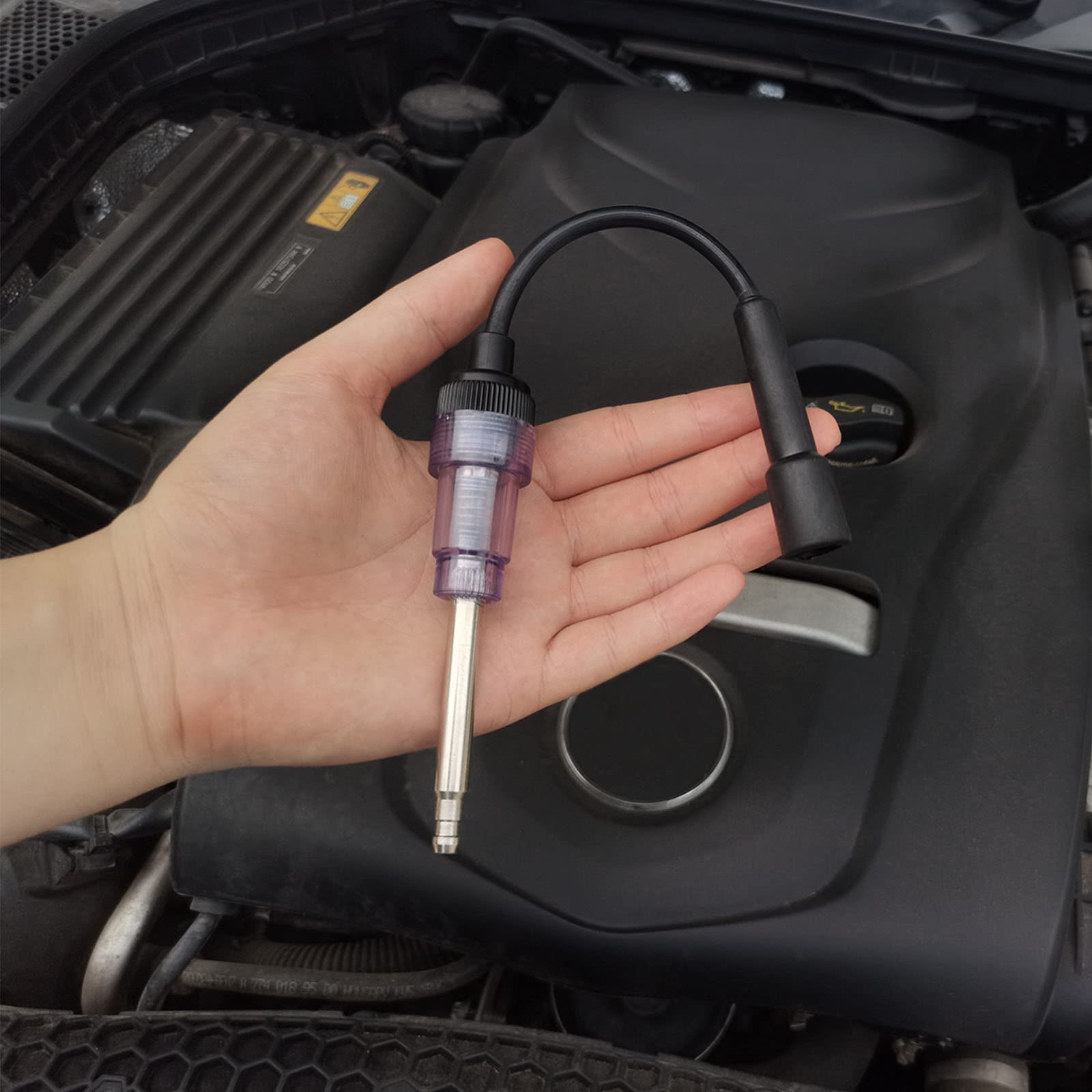 Patonu Small Inline Spark Plug Tester, Engine Ignition Tester, Armature Diagnostic Detector Tool, for Car, Motorcycles, Lawn Mowers, Small Motor Vehicles