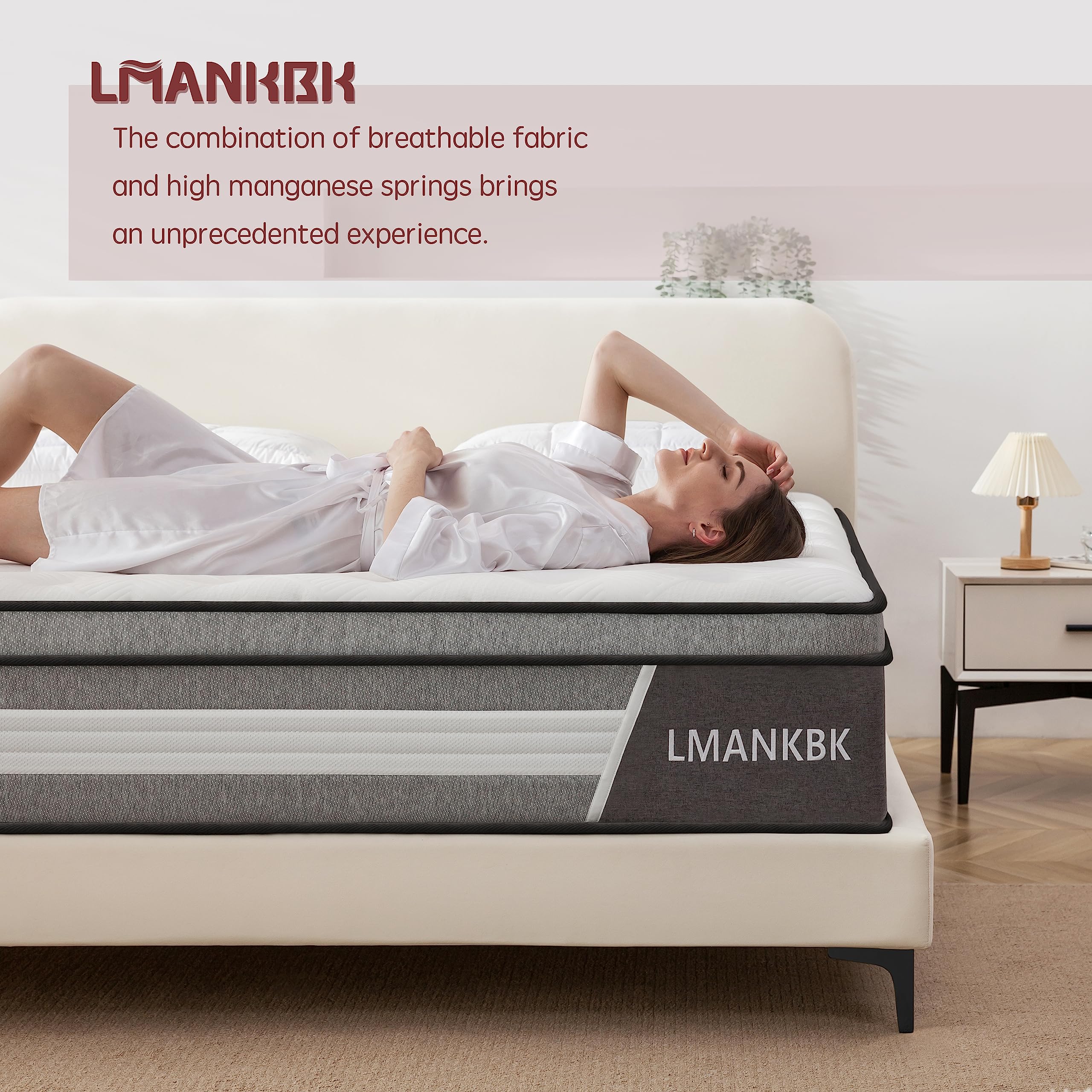 King Mattress, 12 Inch Innerspring Hybrid Mattress in a Box with Gel Memory Foam, Individually Wrapped Encased Coil Pocket Spring Mattress, Pressure Relief, Medium Firm Support, 76"*80"*12"