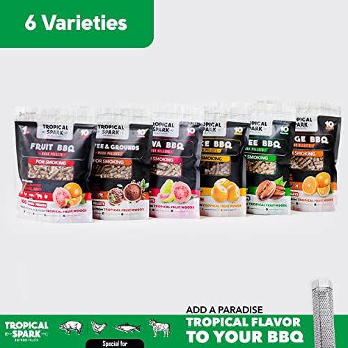 Tropical Spark Coffee Wood Pellets | Perfect for BBQ, Smoking, Grilling, Bake, Roast and Braise | Premium 100% All-Natural | 1 lb. Bag