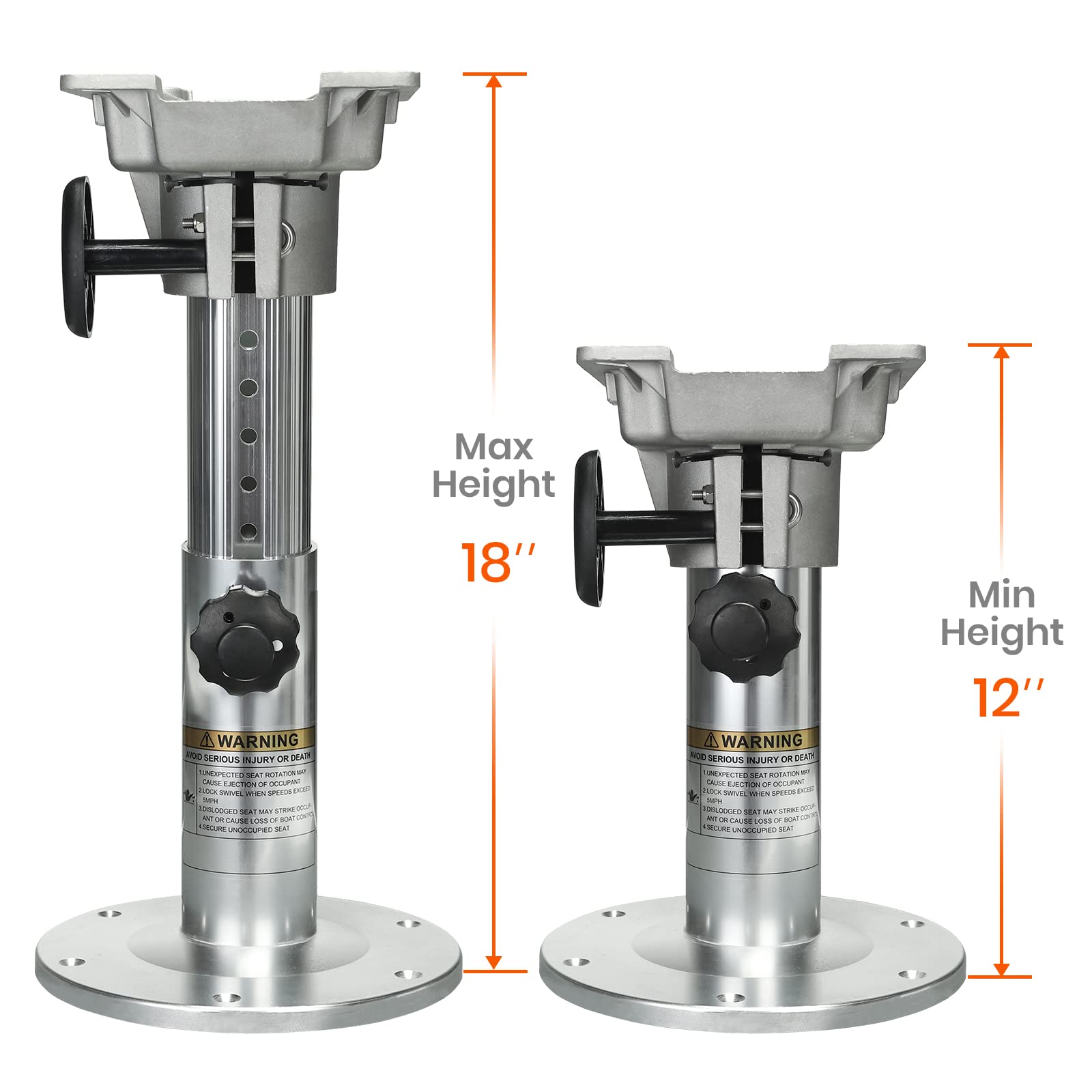 Leader Accessories Aluminum Adjustable Height Locking Boat Seat Pedestal (Pedestal II)