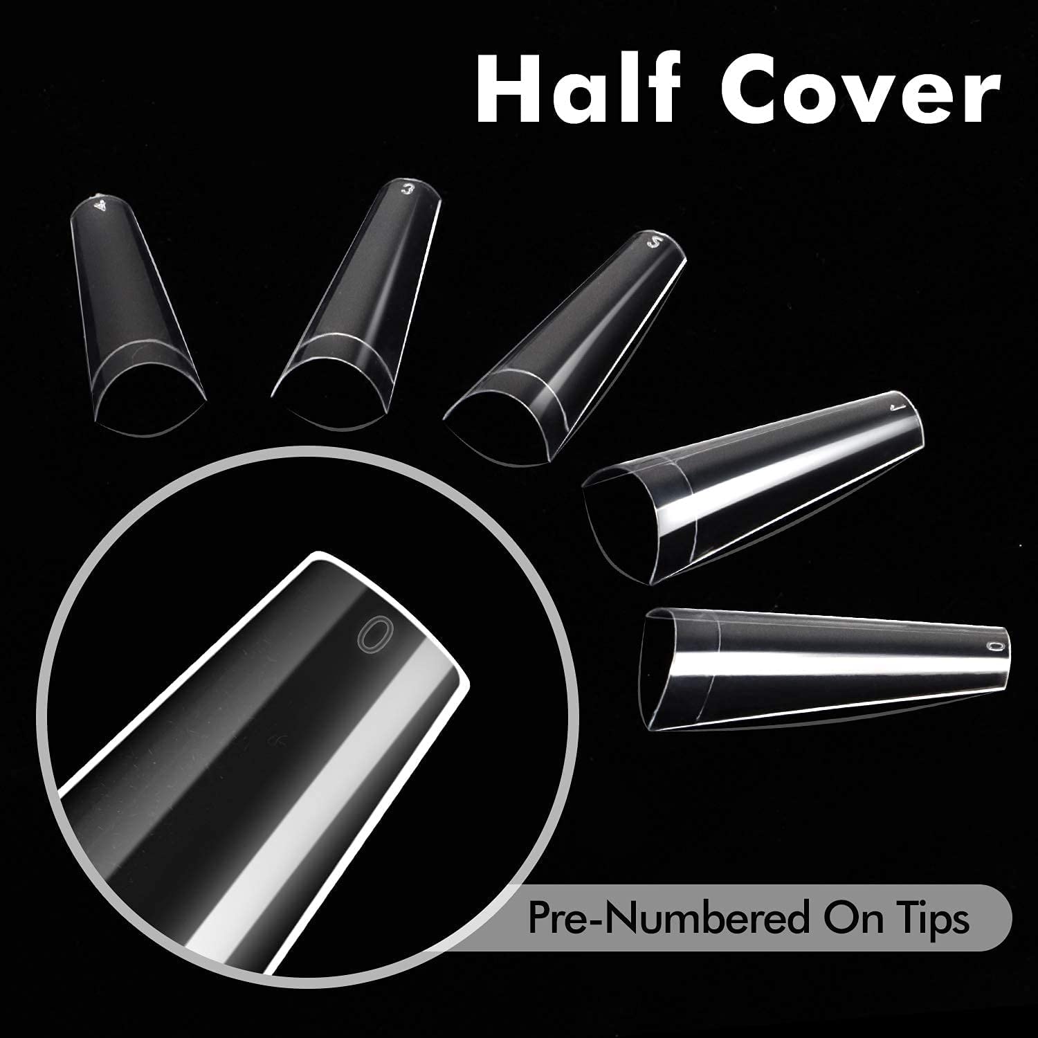 INFELING Clear Coffin Nails Tips - Nail Tips for Acrylic Nails Professional, 500pcs Half Cover Ballerina French Nail Tips with Box, False Fake Nail Tips for Nail Salons Home Christmas Gift, 10 Sizes