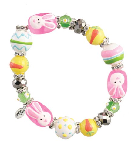Kate & Macy Clementine Design I Heart Easter Bracelet Painted Glass Beads Rhinestones