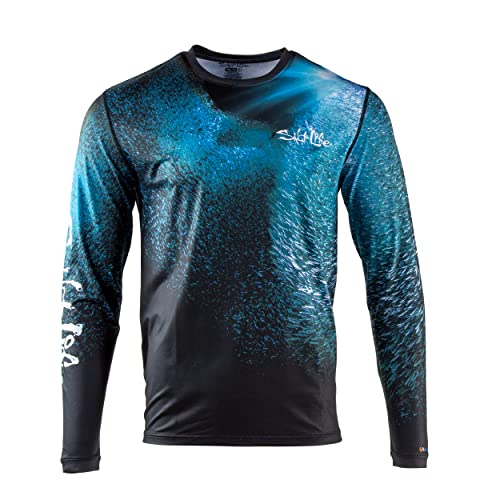 Salt Life Mens Hole in The Wall SLX Long Sleeve Classic Fit Shirt, Black, Medium