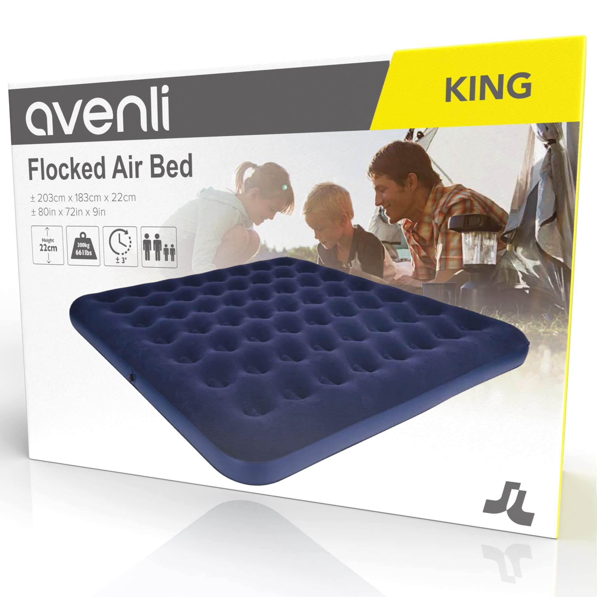 Jilong King Size CB - maxi double air bed, extra wide, velour reclining area, 203x183x22cm