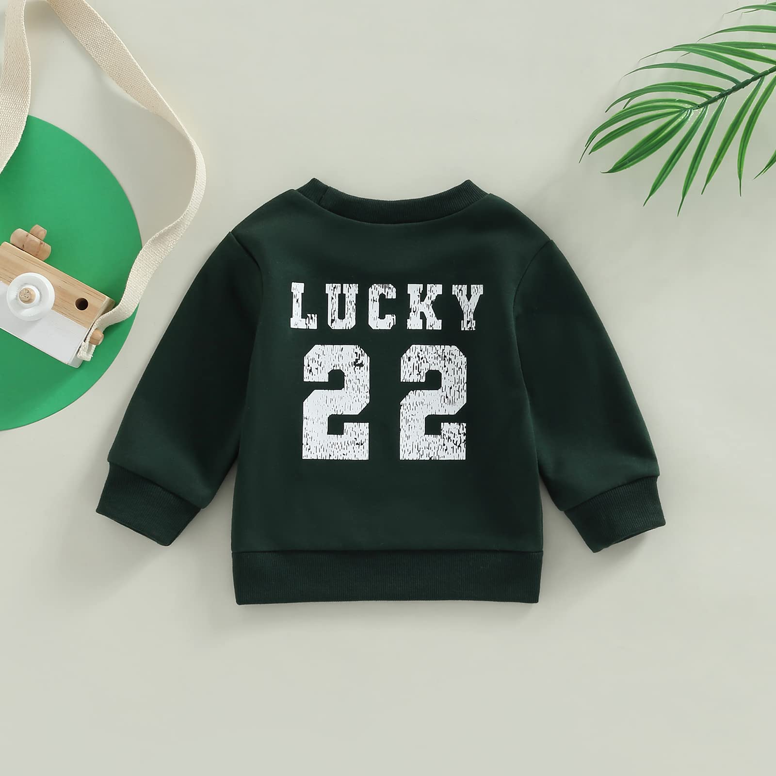 Toddler Baby Girl Boys St Patricks Day Outfit Four Leaf Clover Sweatshirt Long Sleeve Green Pullover Spring Clothes (ST-Clover-Ink Green, 2-3 Years)