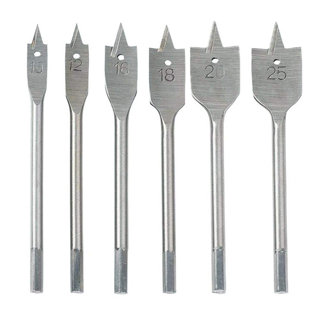Taladro plano para madera, taladro plano de tres puntos para carpintería, 5 piezas, broca plana de pala de madera de 13 mm, plateado, para taladros eléctricos, taladros recargables