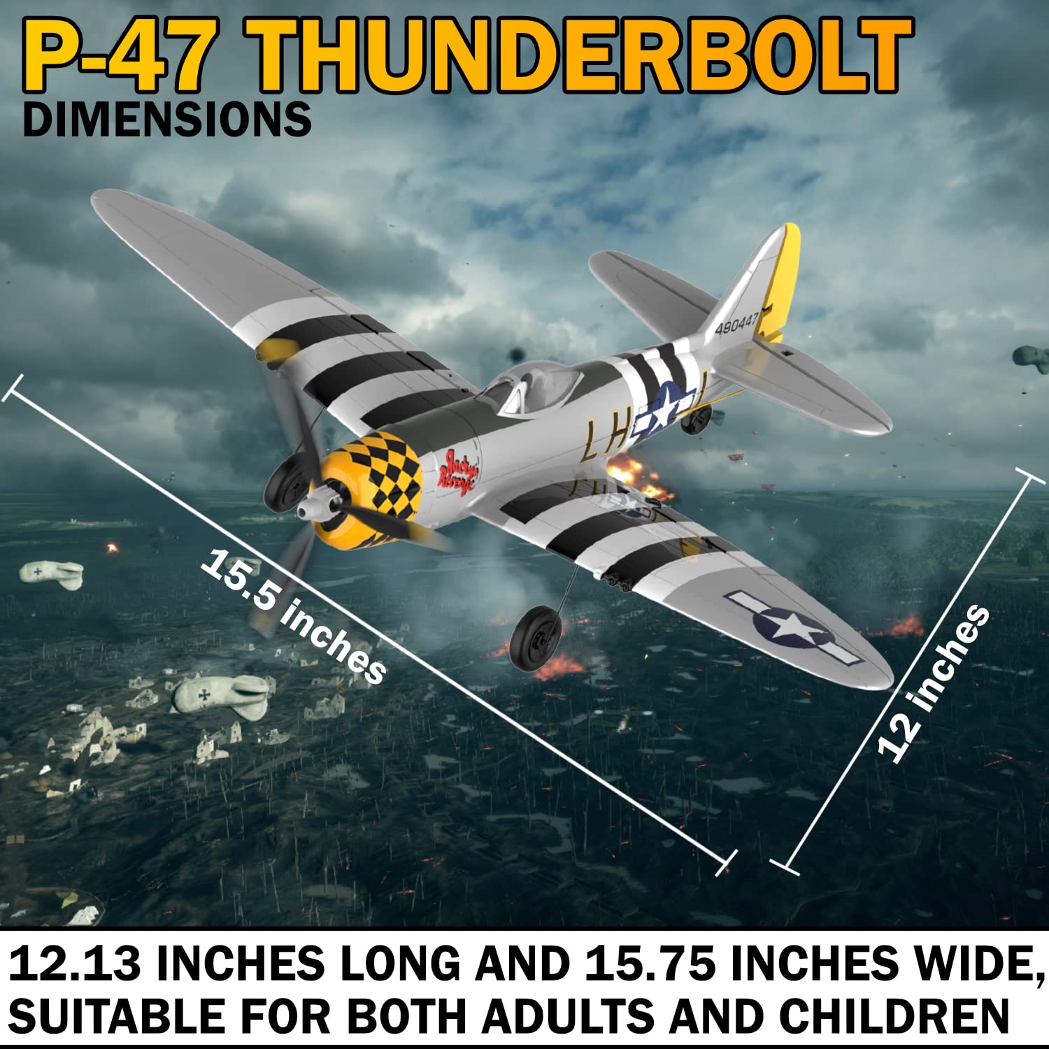 LEAMBE RC Plane 4 Channel RC Airplane - Ready to Fly Upgrade P47 Thunderbolt Remote Control Airplane for Beginners Adult with Xpilot Stabilization System & One Key Aerobatic