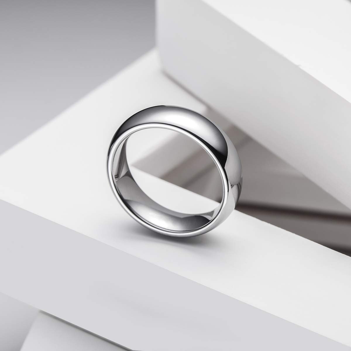 King Will BASIC Men's 6mm High Polished Comfort Fit Domed Tungsten Carbide Ring Wedding Band 10.5