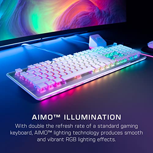 ROCCAT Vulcan II Max β Optical-Mechanical PC Gaming Keyboard with Customizable RGB Illuminated Keys and Palm Rest, Titan II Smooth Linear Switches, Aluminum Plate, 100M Keystroke Durability β White