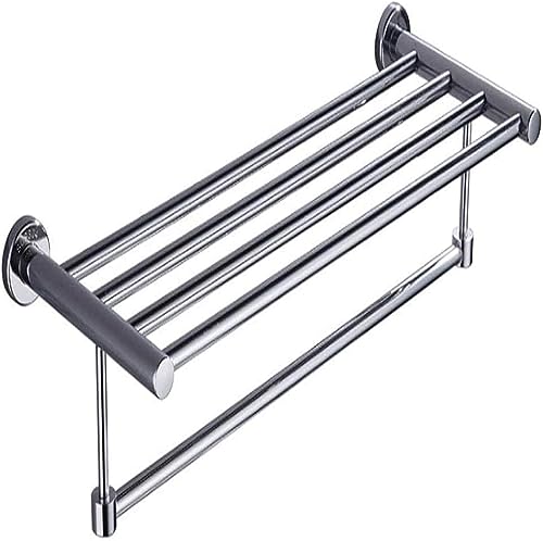 Towel Rack,Shelf Chrome Bath Towel Rail Perforated Towel Holder Simple Double-Layer Bathroom Rack Wall Mounted Towel Holder in Bathroom or Kitchen/70Cm